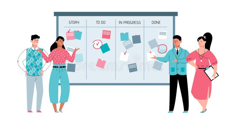 Planning Teamwork - People Looking at Office Board Stock Vector ...