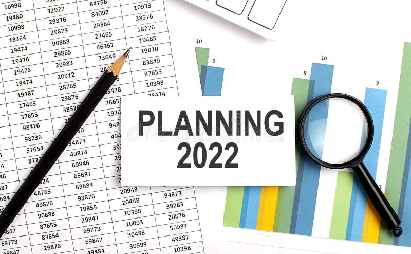 PLANNING 2022 Text on White Card on the Chart Background Stock Photo ...