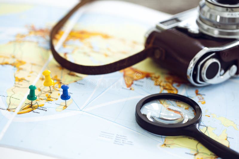 Planning vacation with map stock photo. Image of passenger - 72446110