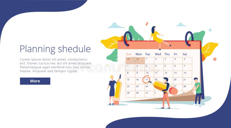 Planning Vector Illustration. Flat Mini Persons Concept with Schedule ...