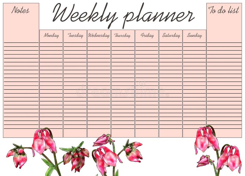 Planning for the Week. Template for Printing. Stock Illustration ...