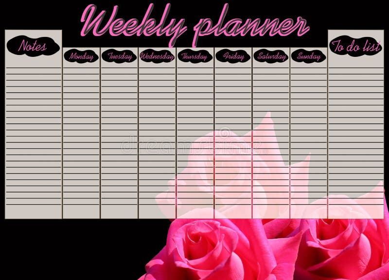 Planning for the Week. Template for Printing. Stock Illustration ...