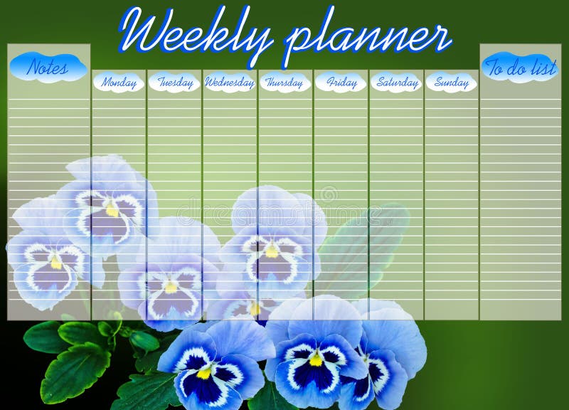 Planning for the Week. Template for Printing. Stock Illustration ...