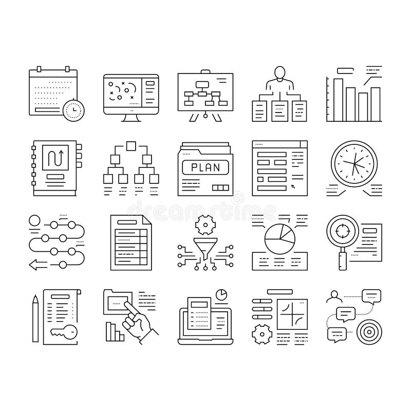 Planning Work Process Collection Icons Set Vector . Stock Vector ...