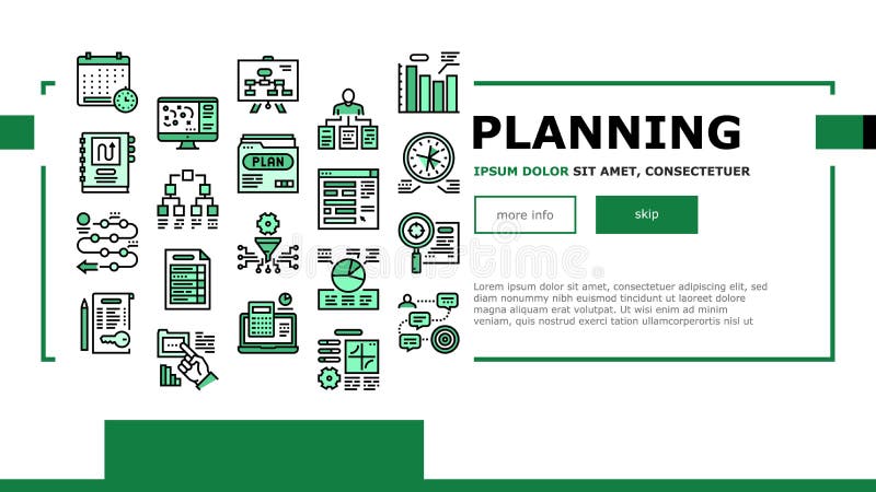 Planning Work Process Landing Header Vector Stock Vector - Illustration ...