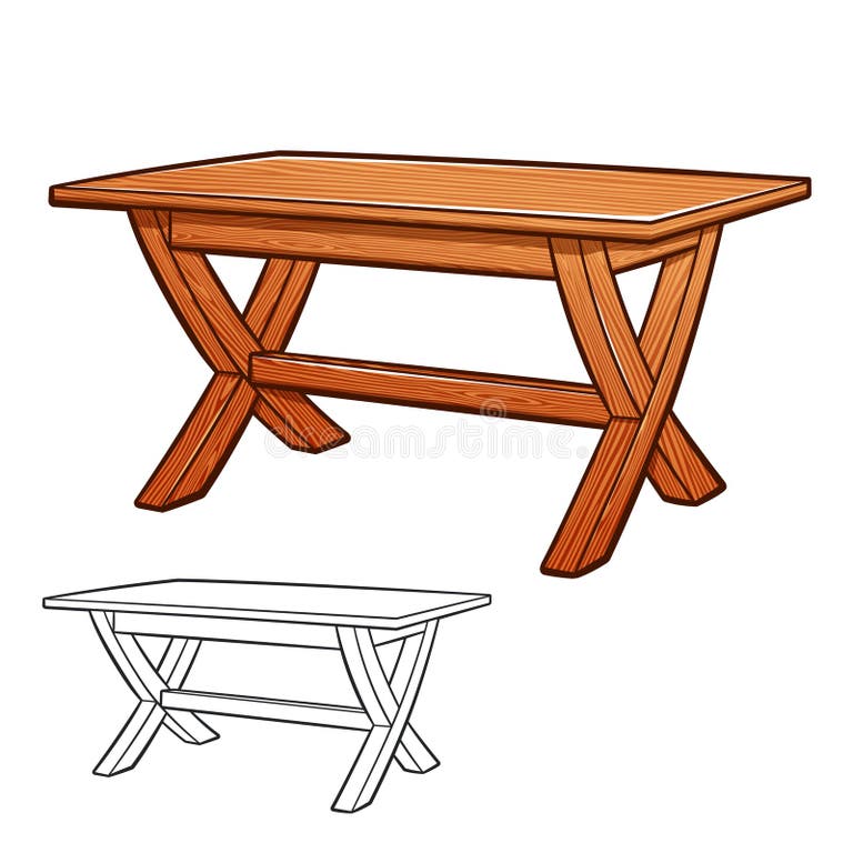 Plano Aislado De Mesa Rectangular De Madera Ilustración del Vector - Ilustración de hardwood ...