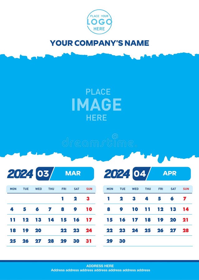 2024 Wall Calendar Vector for Office and Home Stock Illustration ...
