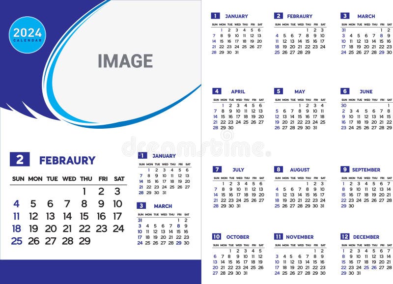 2024 Calendar Vector Template Stock Vector - Illustration of screenshot ...