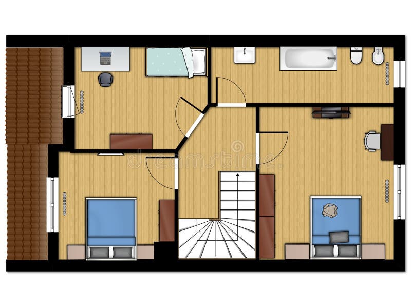 Plano De Suelo Color. Plano De Planta Ilustrativo Stock de ilustración ...