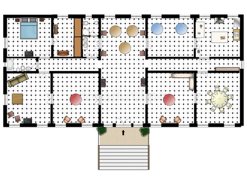 Plano De Suelo Color. Plano De Planta Ilustrativo Stock de ilustración ...
