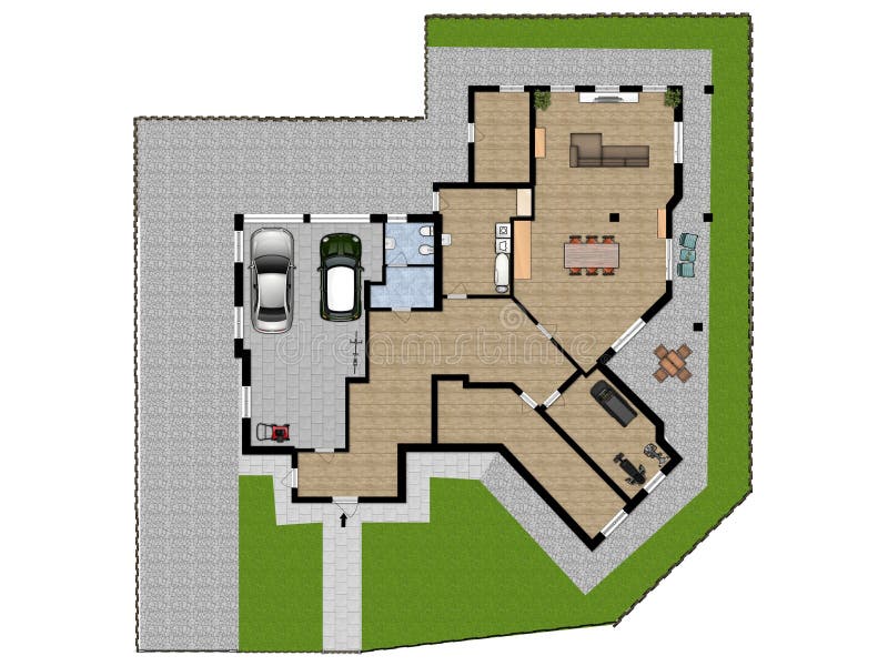Plano De Suelo Color. Plano De Planta Ilustrativo Stock de ilustración ...