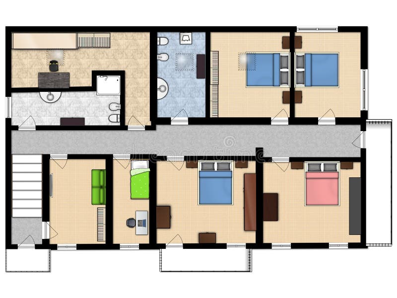 Plano del piso 2d. Negro stock de ilustración. Ilustración de euro ...