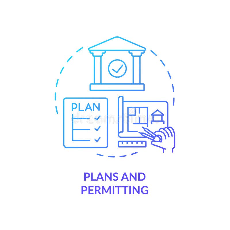 Plans and Permitting Blue Gradient Concept Icon Stock Vector ...