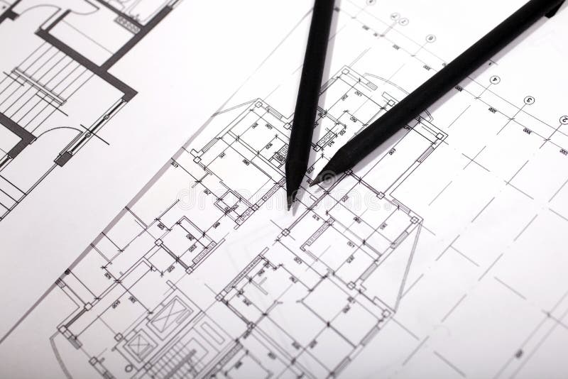 Plan of Apartment with a Pencil Stock Image - Image of kitchen, drawing ...