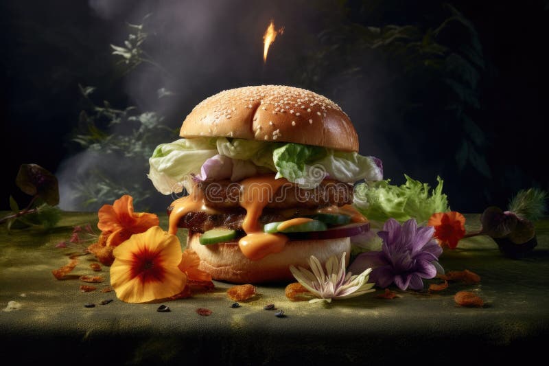 Plant-based Burger with Bioengineered Ingredients Stock Image - Image ...