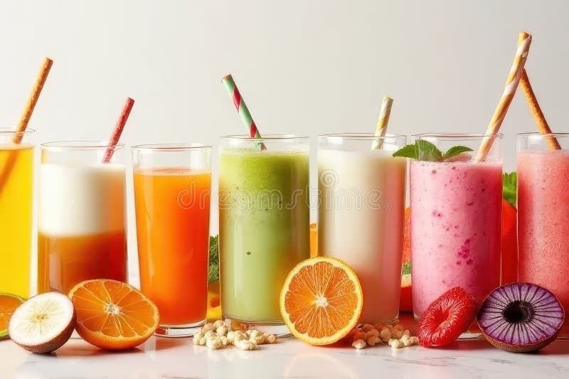 Plant-Based Drink Selection Stock Illustration - Illustration of milk ...