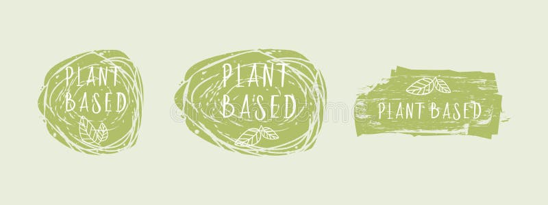 Plant Based Food Lables on Green Textured Background. Vector ...