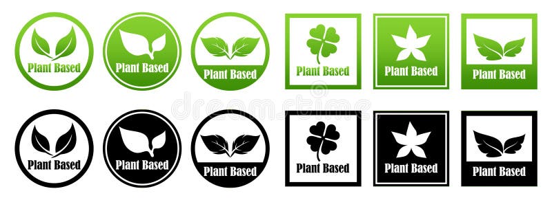 Plant Based Green Badges Collection. Set of Green Plant Based Emblem ...
