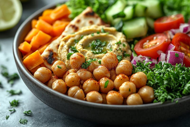 Plant Based Lunch Box with Hummus, Roasted Chickpeas, Fresh Veggie ...