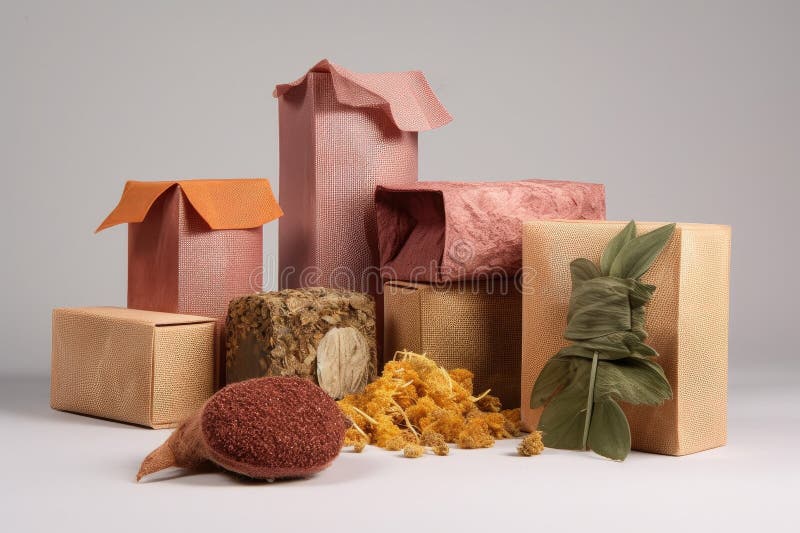 Plant-based Packaging with Natural Dyes and Textures Stock Illustration ...