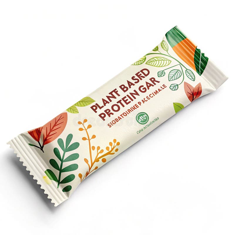 Plant Based Protein Bar Wrapper with Compostable Material Stock ...