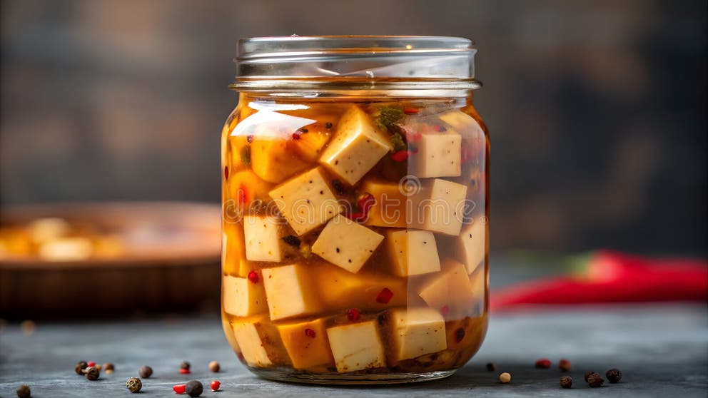 Plant Based Protein Sources Pickled Tofu Cubes in Jar are Delicious ...