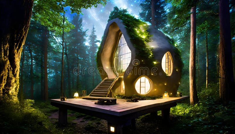 Plant Based Sentient House Artificial Intelligence in a Forest Stock ...