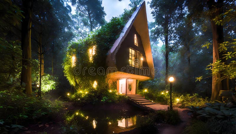 Plant Based Sentient House Artificial Intelligence in a Forest Stock ...