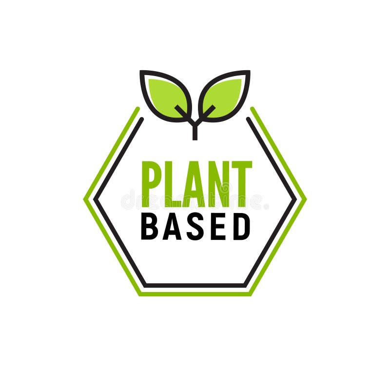 Plant Based Vegan Badge Eco Icon Suitable Vegetarian Symbol Logo Leaf Plant Sign Stock Vector