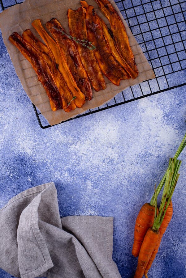 Plant Based Vegetarian Bacon from Carrot Stock Photo - Image of baked ...