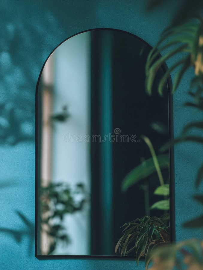 Plant in Blue Room Reflection Stock Photo - Image of interior ...