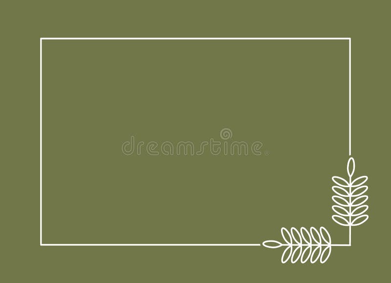 Plant Branch in a Rectangular Frame, with Place for Text for Posters ...