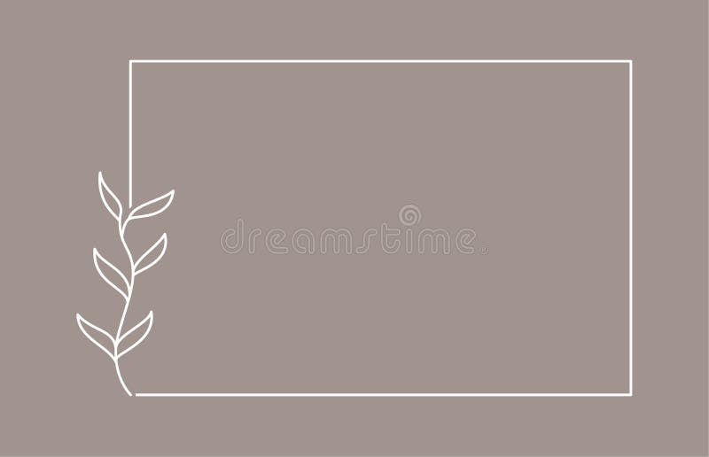 Plant Branch in a Rectangular Frame, with Place for Text for Posters ...