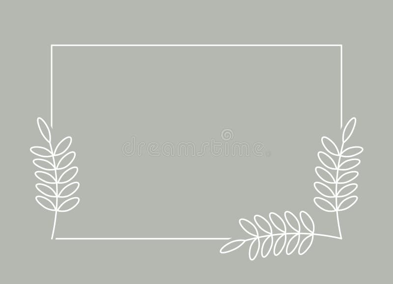 Plant Branch in a Rectangular Frame, with Place for Text for Posters ...