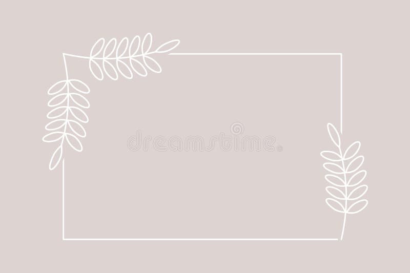 Plant Branch in a Rectangular Frame, with Place for Text for Posters ...