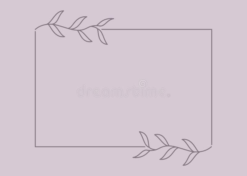 Plant Branch in a Rectangular Frame, with Place for Text for Posters ...