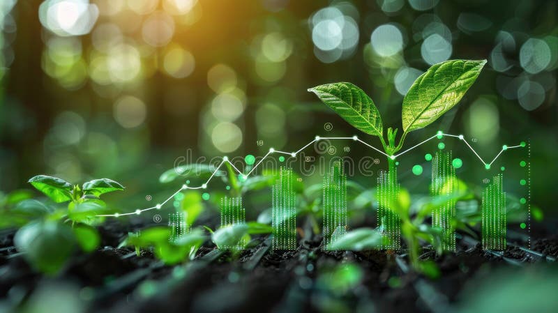 A Plant with a Bunch of Green Leaves and a Graph on it Stock Image ...