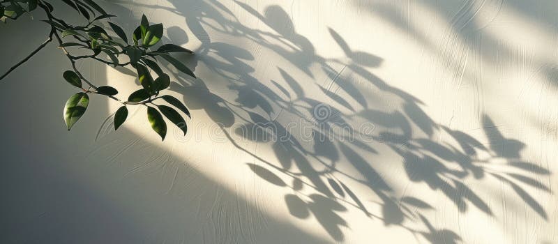Plant Casting Shadow on White Wall Stock Image - Image of sleek, visual ...