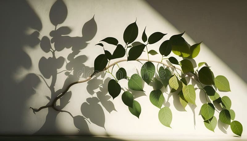 A Plant Casts a Shadow on the Wall of a Room Stock Illustration ...