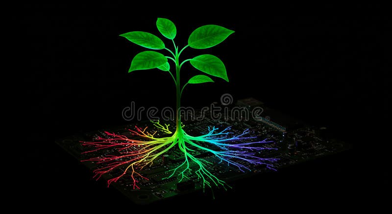 Plant Circuit Board Growth Technology Nature Integration Innovation ...