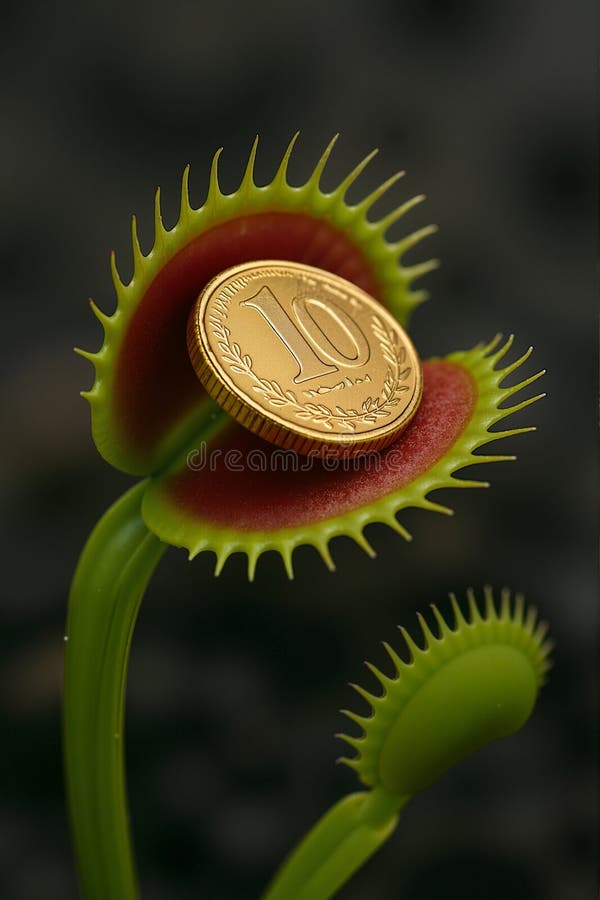 Plant with Coin at Sunset stock photo. Image of elegant - 375367870