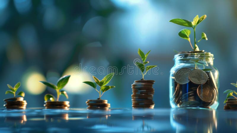 The Plant on Coins.AI Generated Image Stock Image - Image of future ...