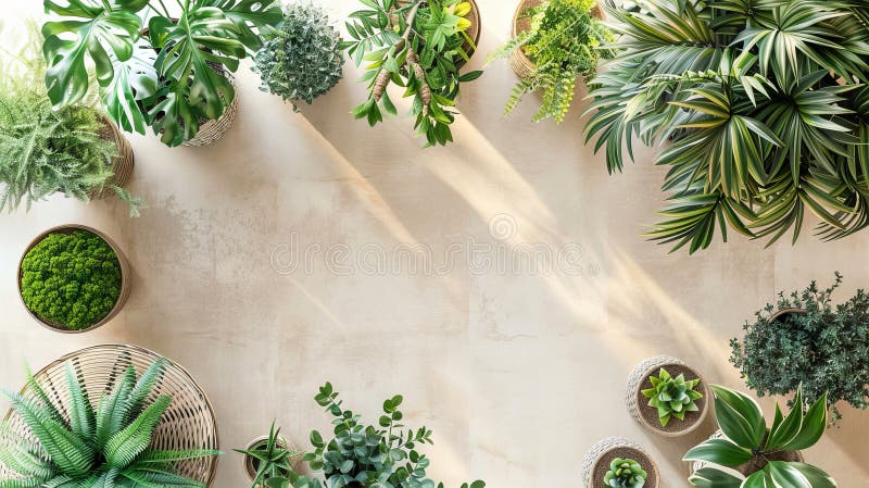 Plant Decor from a Top View Perspective Stock Illustration ...