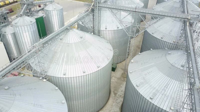 Modern large granary stock footage. Video of metal, container - 314581478