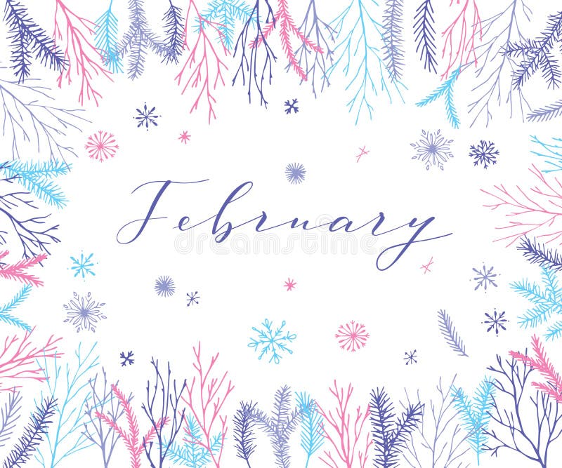 Winter plant frame. stock vector. Illustration of hipster - 113672552