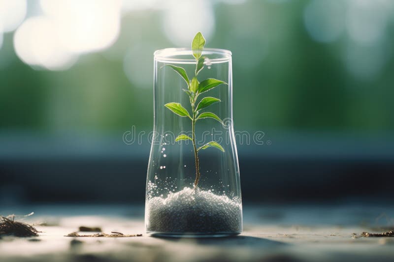 A Plant in a Glass Container Filled with Sand. Perfect for Interior ...