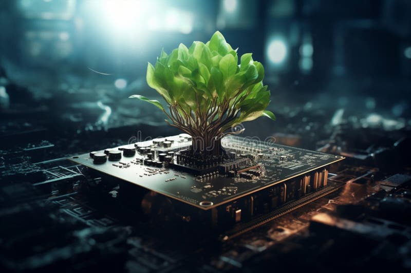 Plant Green Computing Digital Technology Processor Stock Image - Image of life, agriculture ...