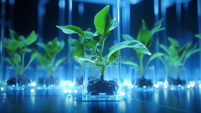 Plant Grow in Hi-tech Controlling Environment. Generative AI Stock ...
