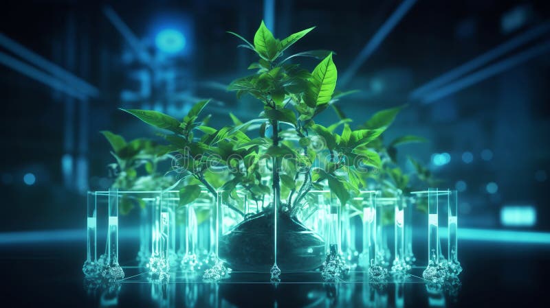 Plant Grow in Hi-tech Controlling Environment. Generative AI Stock ...