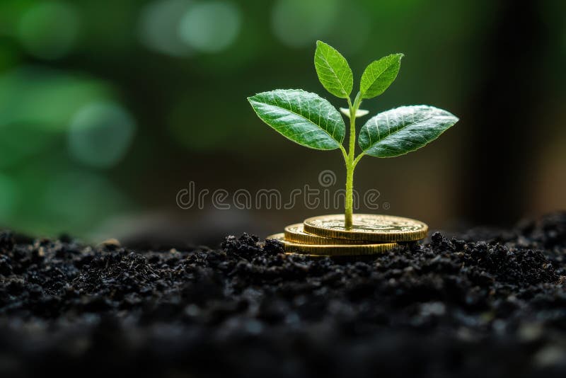 Plant Growing from a Coin Symbolizing Financial Growth and Prosperity ...